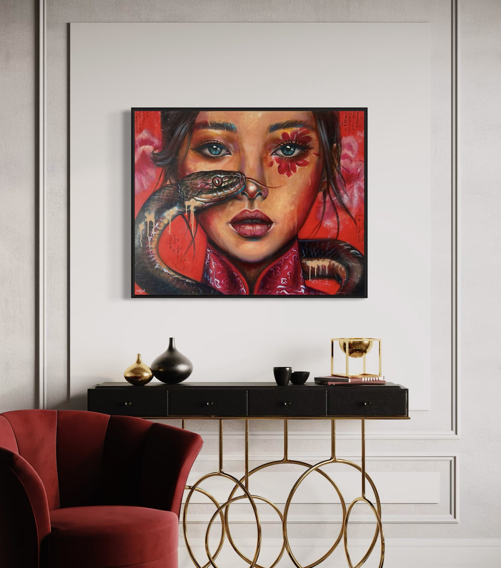 "Chinese new year - The Snake" Contemporary portrait - Original painti ...