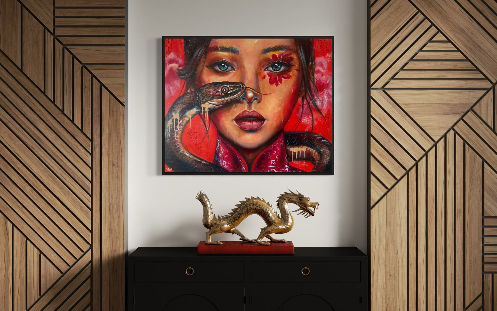 "Chinese new year - The Snake" Contemporary portrait - Original painti ...